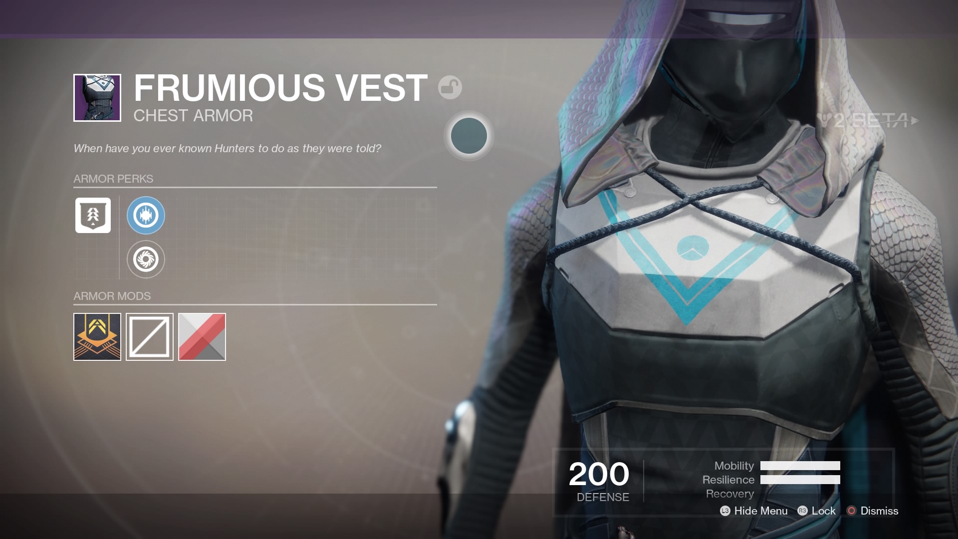 Frumious Vest - Beta Armory - Archived - Destiny | lowlidev